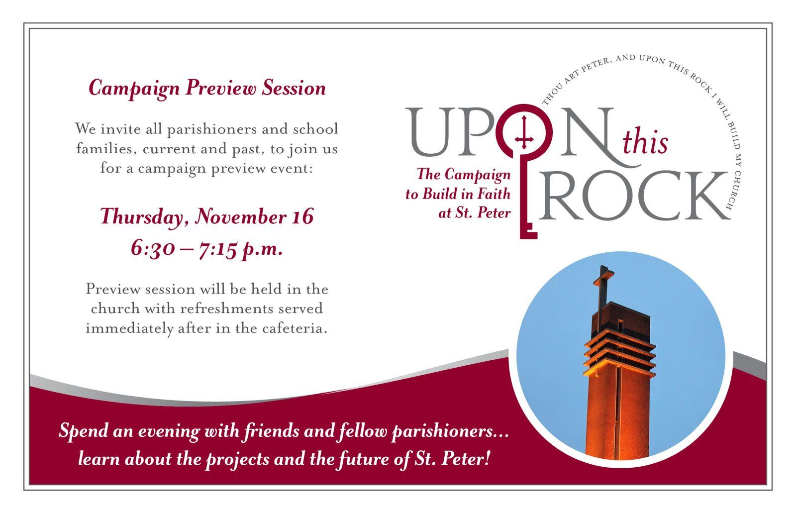 Capital Campaign Preview Session - November 16th, 2023 - St. Peter Church